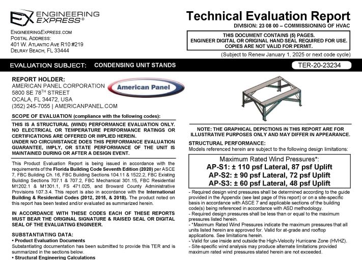 American Panel Corporation: Condensing Unit Stands