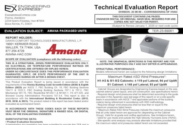 Amana: A/C Package Units Evaluation