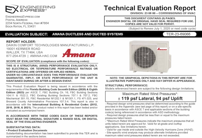 Amana: Ductless and Ducted Systems