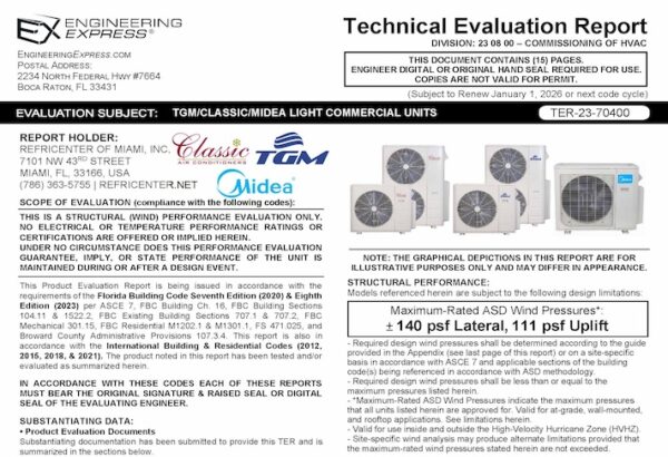 TGM / Classic / Midea Light Commercial Units