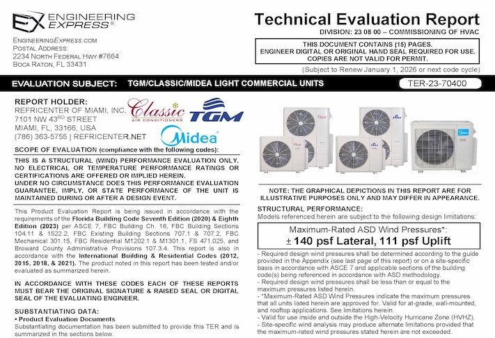 TGM / Classic / Midea Light Commercial Units