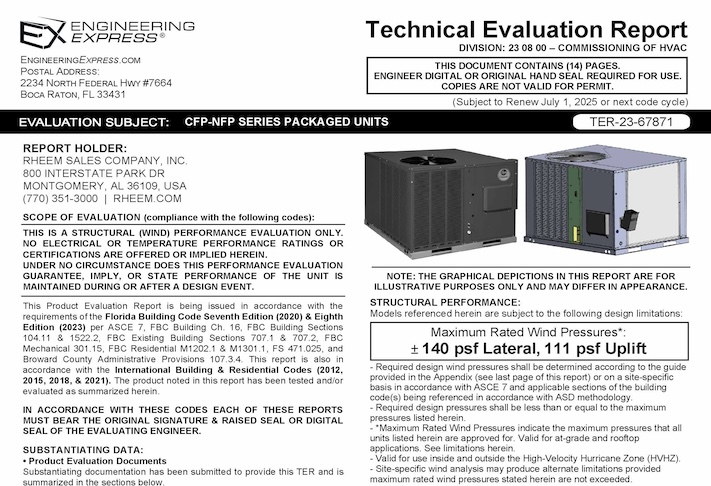 Rheem: CFP-NFP Series Package Units