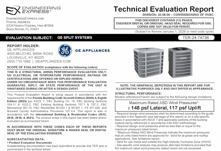 GE Appliances: GE Split Systems Technical Evaluation