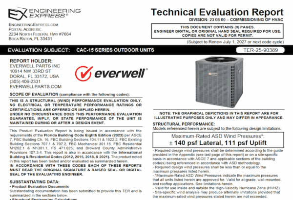 Everwell Parts: CAC-15 Series Outdoor Units