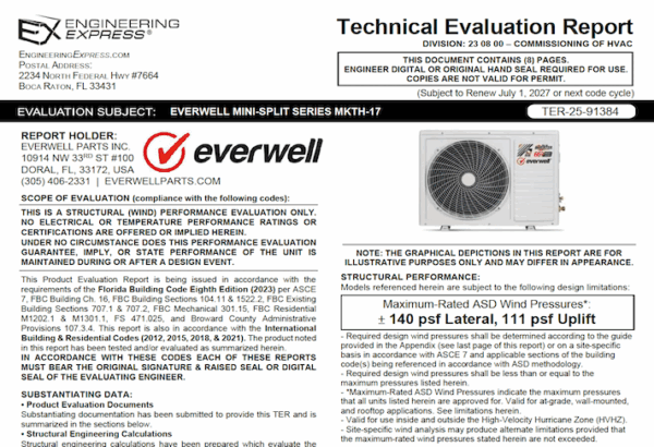 Everwell Parts: Mini-Split Series MKTH-17 Units