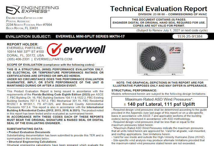 Everwell Parts: Mini-Split Series MKTH-17 Units