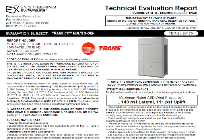 Trane: City Multi X-Gen Units Technical Evaluation